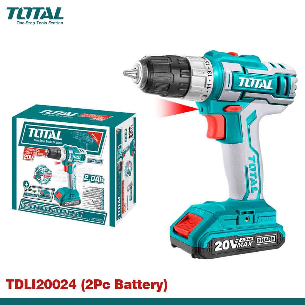 TOTAL Cordless Drill Driver 20V With 2Pc Battery– ktools.pk