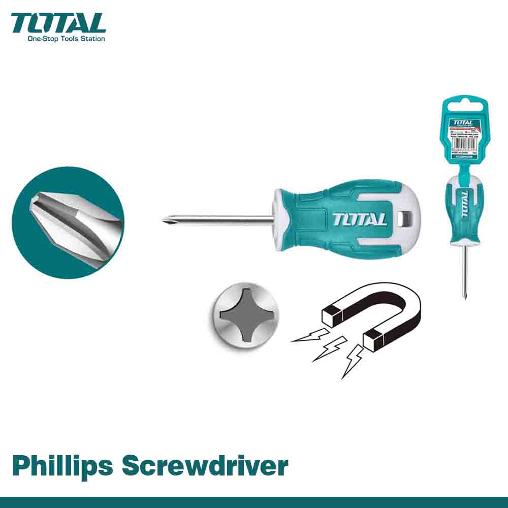 TOTAL Magnetic Short Phillips Screwdriver– ktools.pk