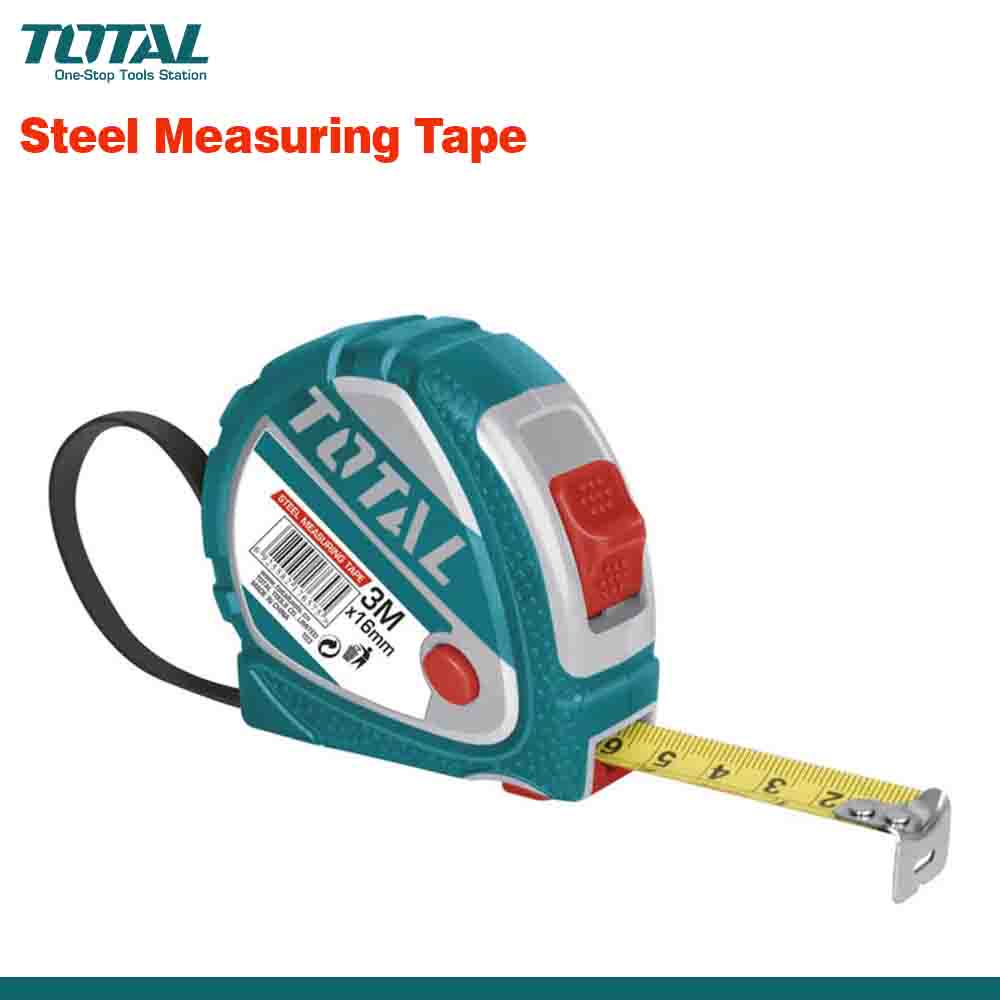TOTAL Steel Measuring Tape (3-Button Function)– ktools.pk
